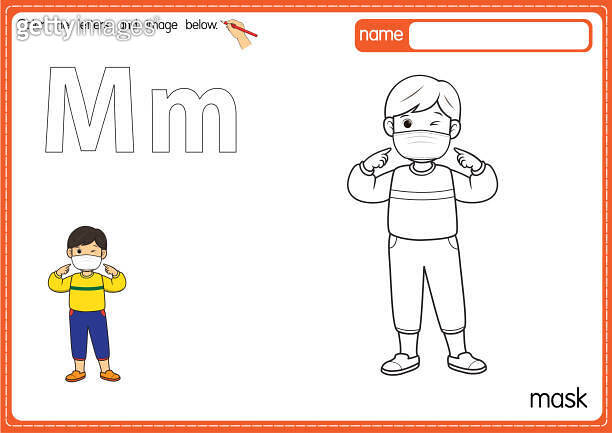 Vector illustration of kids alphabet coloring book page with outlined ...