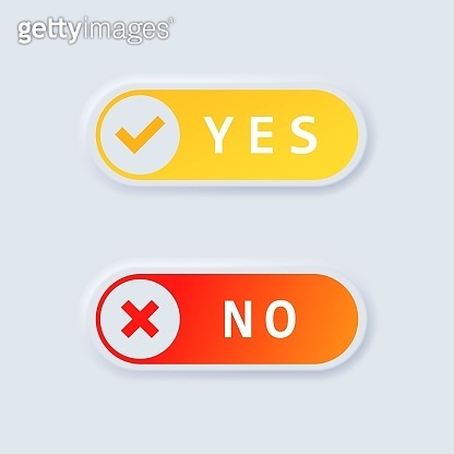 Yes and no button set. Question concept. Neumorphism style. Vector EPS ...