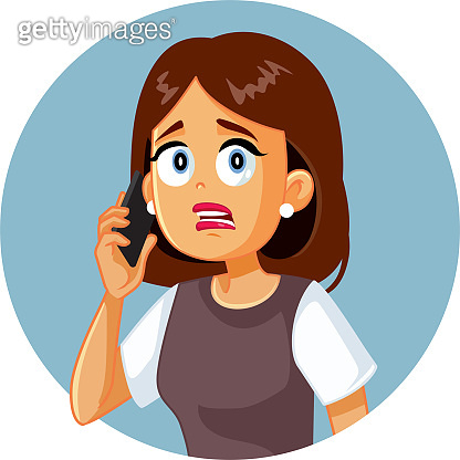 Exasperated Woman Talking on the Phone Vector Cartoon (1347985252) - 게티 ...