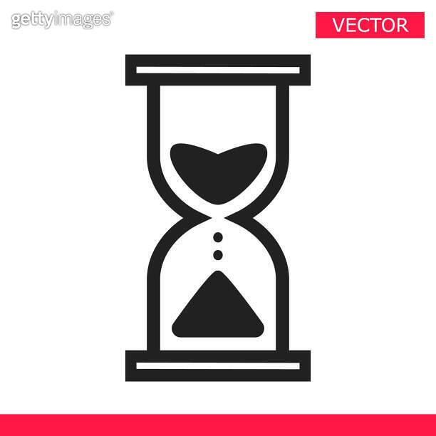 Black hourglass loading clock cursor icon sign graphic element flat ...