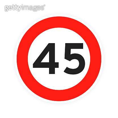 Speed limit 45 round road traffic icon sign flat style design vector ...