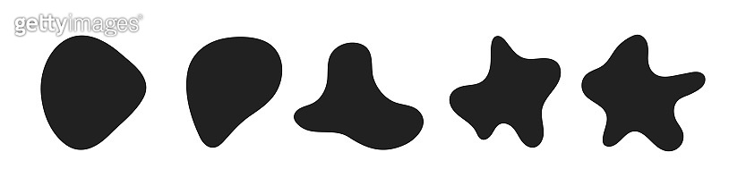 Random abstract liquid organic black irregular blotch shapes flat style ...