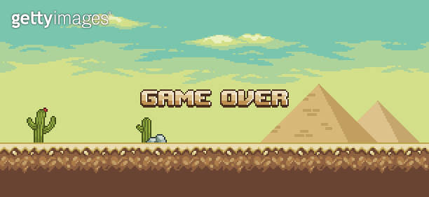 Pixel art desert game landscape game over 8bit 이미지 (1359231673) - 게티이미지뱅크