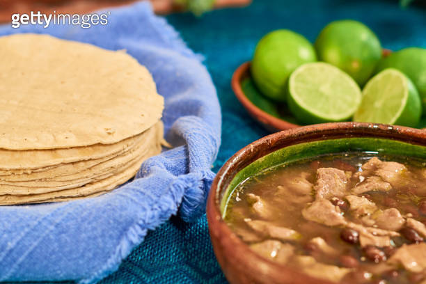 Carne en su jugo served in clay plate on wooden table. Mexican Food ...