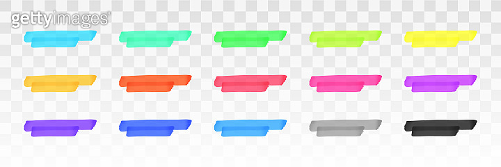 Color highlighter lines set isolated on transparent background. Red ...