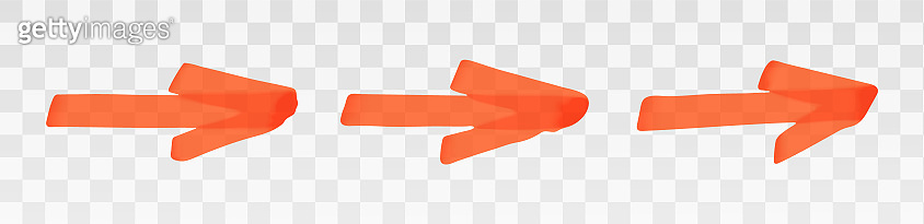 Orange highlighter arrow set isolated on transparent background. Marker ...
