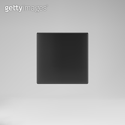 Black 3d modeling front view cube with perspective isolated on grey ...