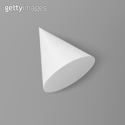 3d render white geometric shape cone with shadows isolated on grey ...