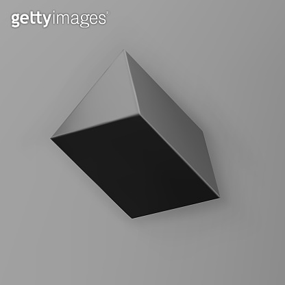 3d render black prism, geometric shape with shadows isolated on grey ...
