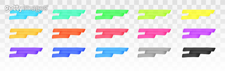 Color highlighter lines set isolated on transparent background. Red ...