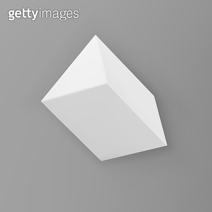 3d render white geometric prism with shadows isolated on grey ...