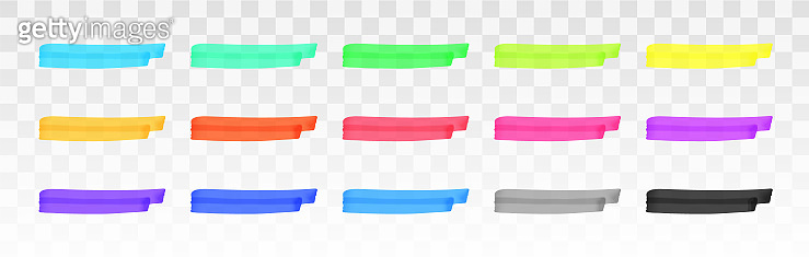 Color highlighter lines set isolated on transparent background. Red ...