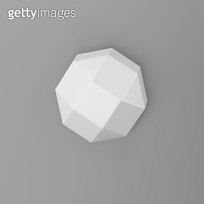 3d render white geometric shape low poly sphere with shadows isolated ...