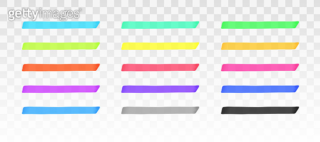 Color highlighter lines set isolated on transparent background. Red ...