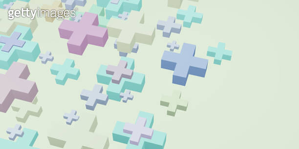 Geometric shape Plus sign pastel color sweet background 3d illustration ...