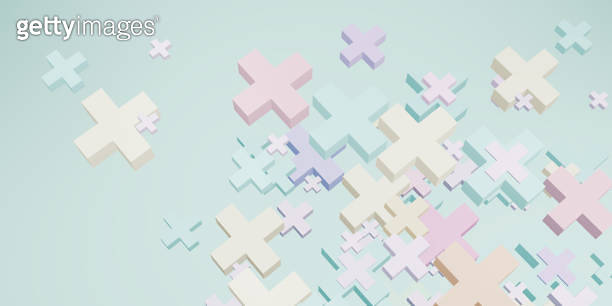 Geometric shape Plus sign pastel color sweet background 3d illustration ...