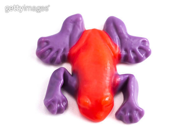 Multicolored Gummy Tree Frog Candies Isolated on a White Background 이미지 ...