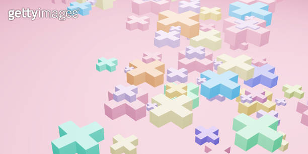 Geometric shape Plus sign pastel color sweet background 3d illustration ...