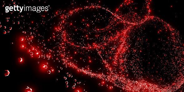 Flak Abstract molecules and atoms A line of fire streaks 3D ...