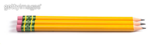 Three Chunky Yellow Pencils for Learning to Write Isolated on a White ...