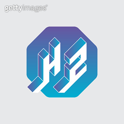 Volume alphabet. Three-dimension letters H and Z on a hexagonal ...