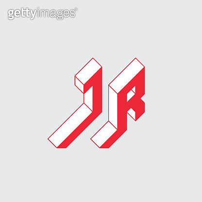 Letter J and R - Monogram or logotype. Three-dimension original letters ...