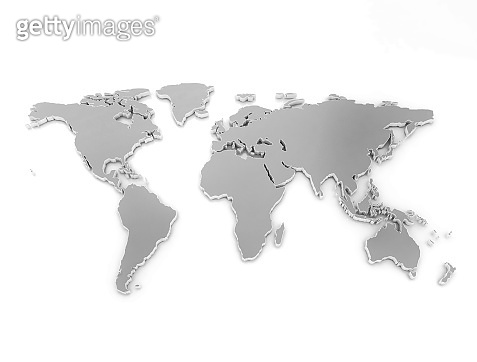 Metal world map isolated on white background 이미지 (1318664453) - 게티이미지뱅크