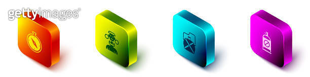 Set Isometric Compass, African tribe male, Canteen water bottle and ...