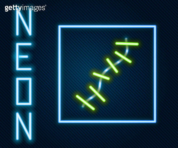 Glowing neon line Scar with suture icon isolated on black background ...