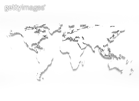 World map White with shadow outline isolated background (1335564933 ...