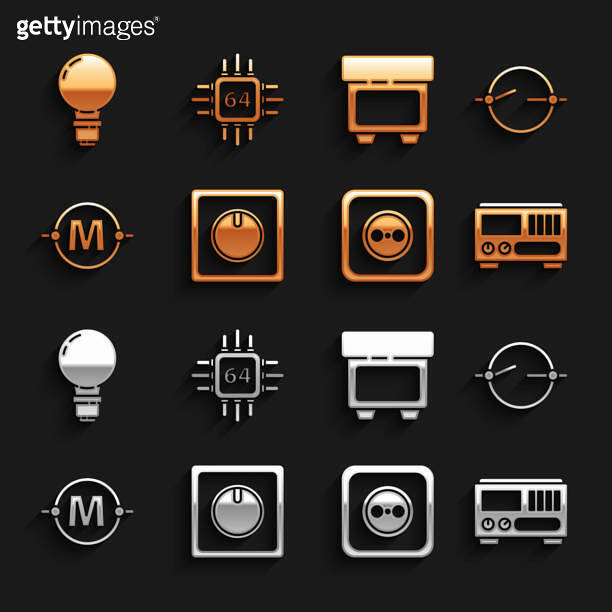 Set Electric light switch, circuit scheme, Electrical measuring instruments, outlet, Fuse, Light ...