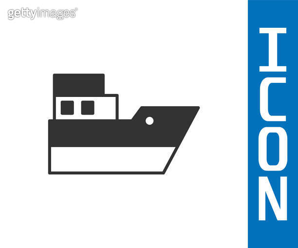 Grey Ship line path of ship sea route with start point GPS and black ...