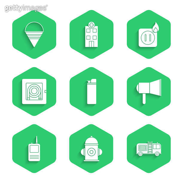 Set Lighter, Fire hydrant, truck, Megaphone, Walkie talkie, hose ...