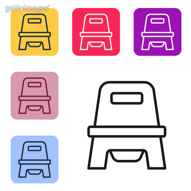 Black line Baby potty icon isolated on white background. Chamber pot ...