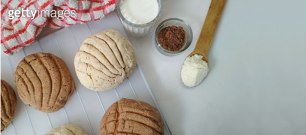 Homemade baked sweet breads called vanilla and chocolate shells ...