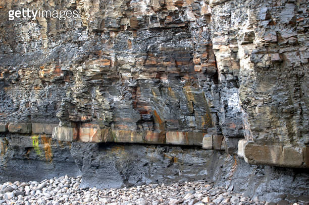 Kimmeridge Bay cliff shale strata, Jurassic Coast, Dorset, England, UK ...