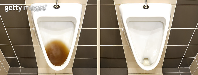 Blockage in the toilet urinal before and after fixing the problem ...