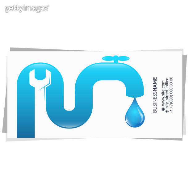 Water pipe with faucet and wrench business card (1308652714) 일러스트, 무료 ...
