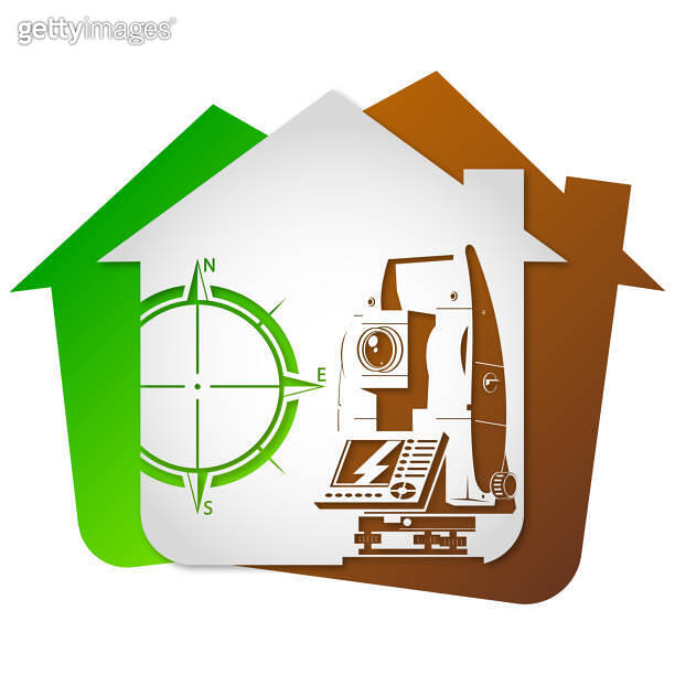 Geodesy and land surveying of land and houses symbol (1332012170) 일러스트 ...