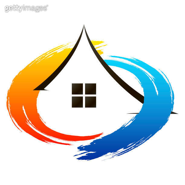House air conditioning red and blue wave. House temperature regulation ...