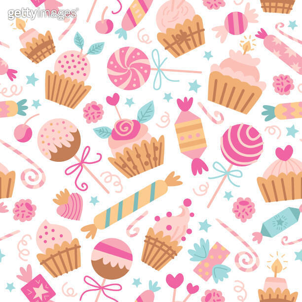 Vector seamless pattern with candies. Sweet candy 이미지 (1304241013) - 게티이미지뱅크