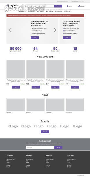Ecommerce website template, modern vector flat design layout. Internet ...