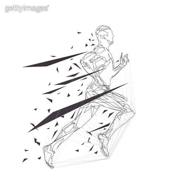 Running man, abstract line art, isolated vector illustration. Runner ...