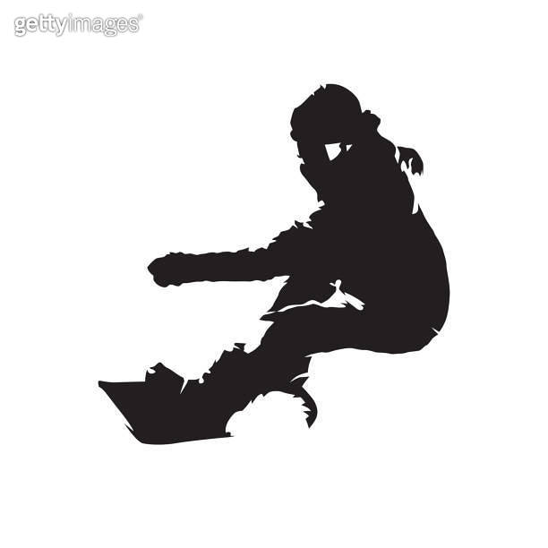 Snowboarder, isolated vector silhouette, front view. Snowboarding 이미지 ...