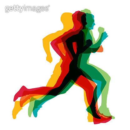 Run, colorful vector silhouettes 이미지 (1300985567) - 게티이미지뱅크