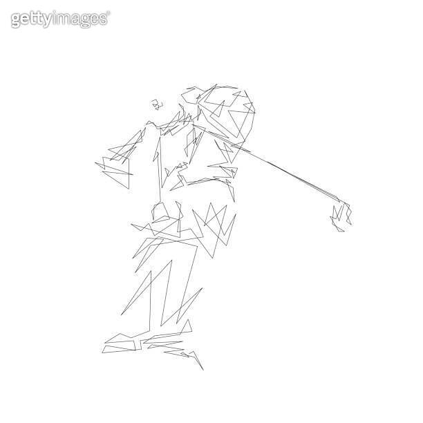 Golf player, geometric line art, abstract vector silhouette 이미지 ...
