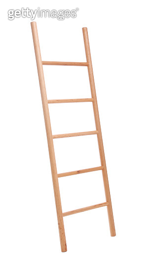 Modern wooden ladder isolated on white. Construction tool 이미지 ...