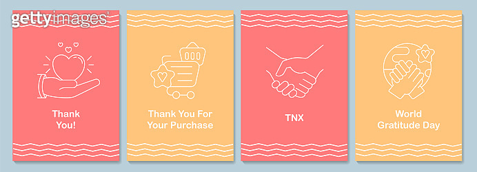Celebrate global appreciation day postcards with linear glyph icon set ...