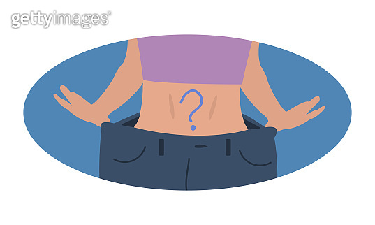 question mark on a beautiful female body and inappropriate wide leg ...