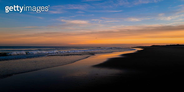 Undulating twilight beach hill seascape at Cape Cod National Seashore ...